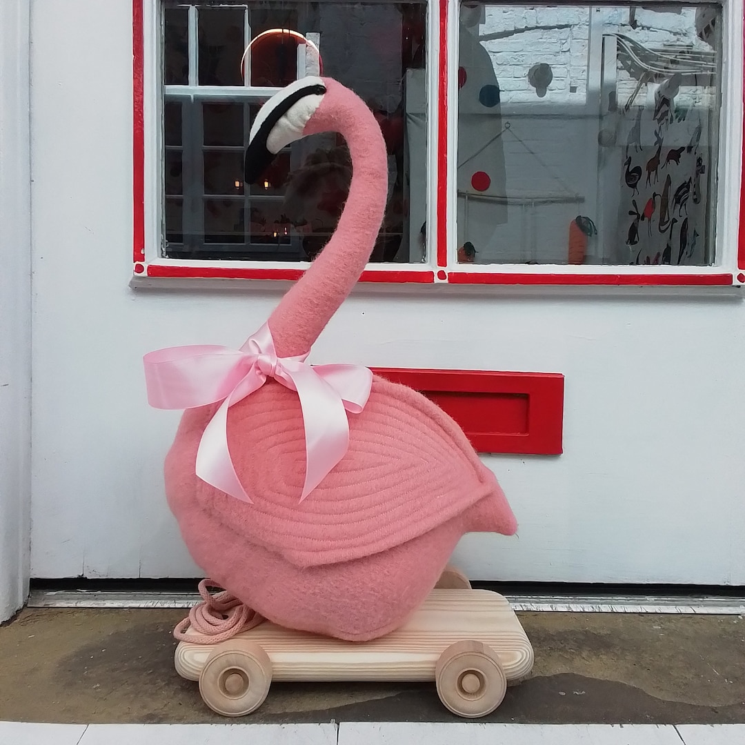 Pull Along Flamingo on Wheels Toy - Etsy