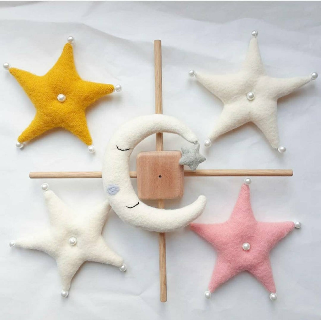 Moon and Star Cot Mobile - Etsy