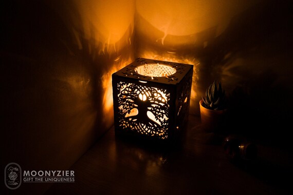 Wooden Celtic Tree of Life Diy Lantern Candle Holder Tealight | Etsy
