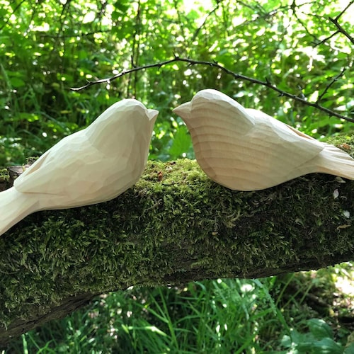 Small Hand Carved Wooden Birds - Etsy