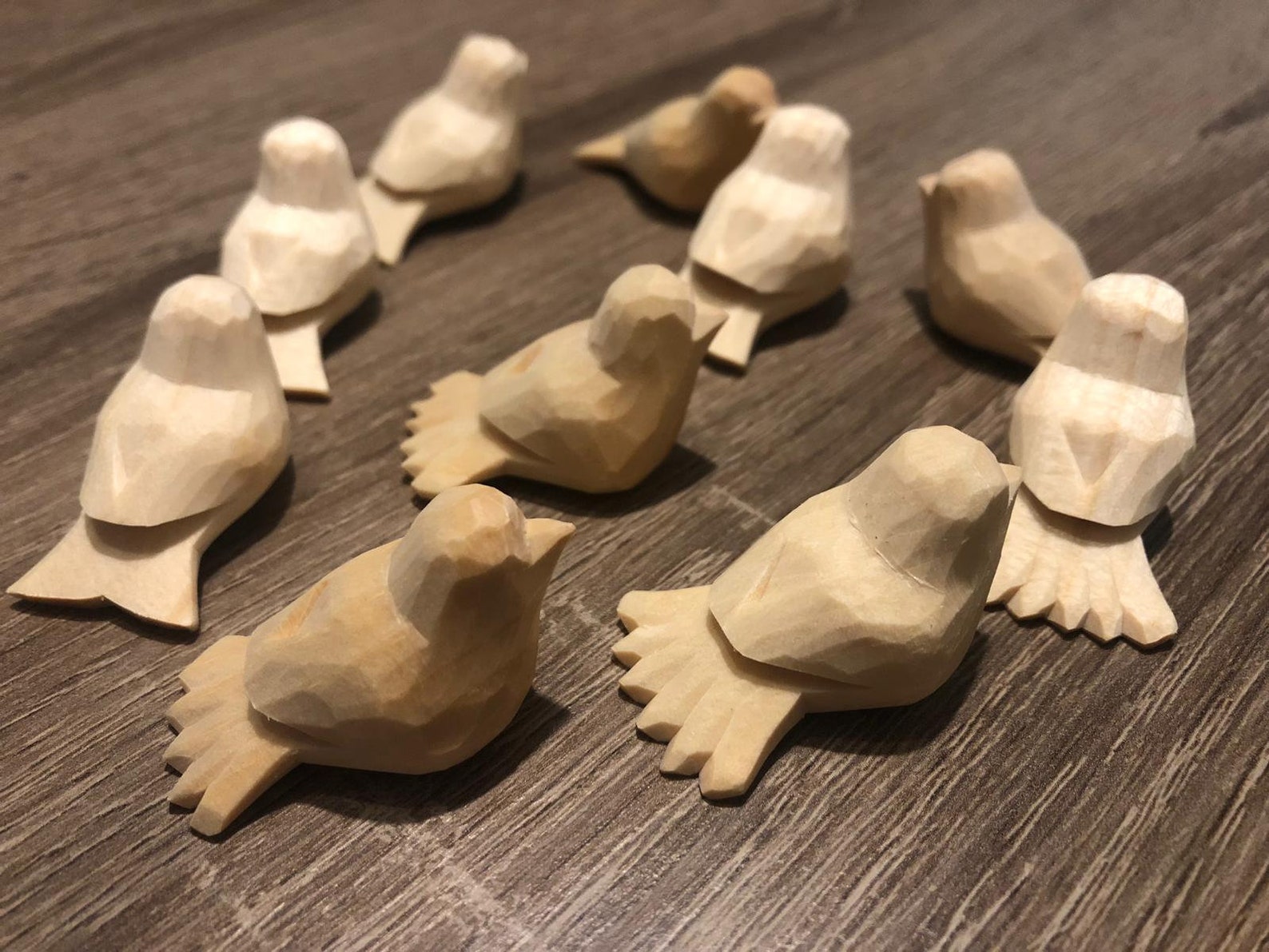Small Hand Carved Wooden Birds - Etsy