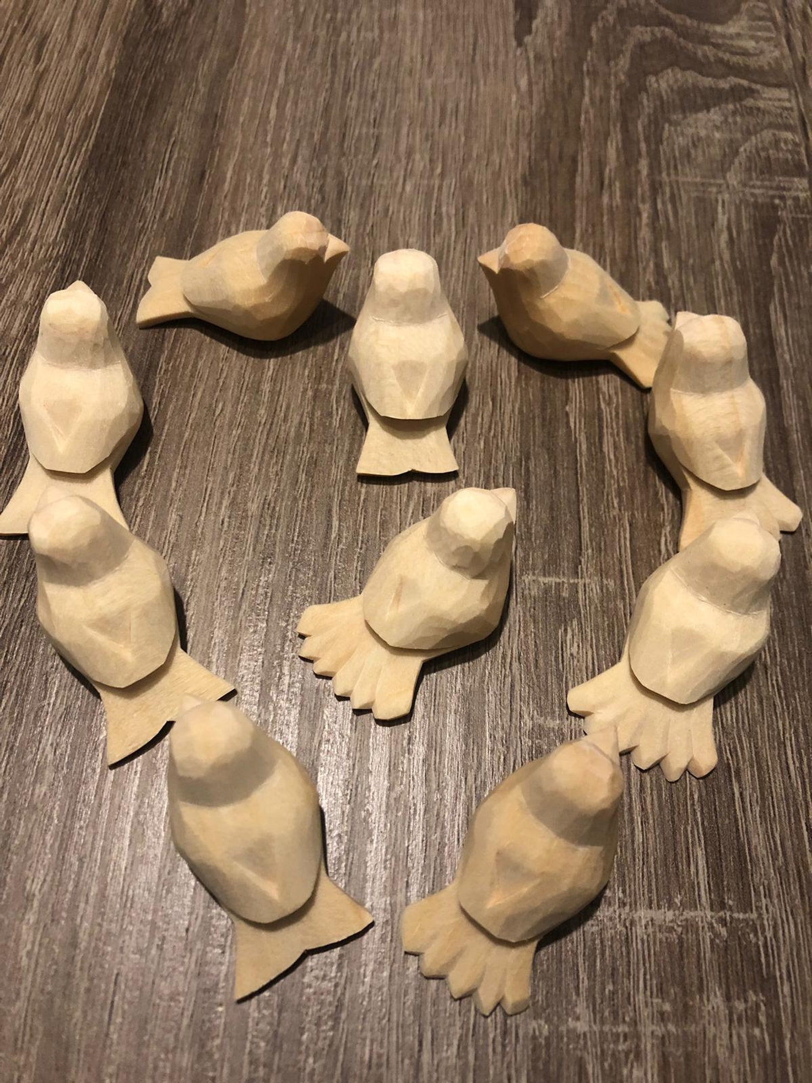 Set of 30 Small Hand Carved Wooden Birds - Etsy