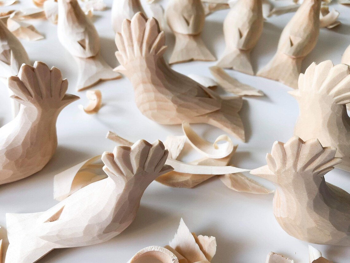 Hand Carved Wooden Birds | Etsy