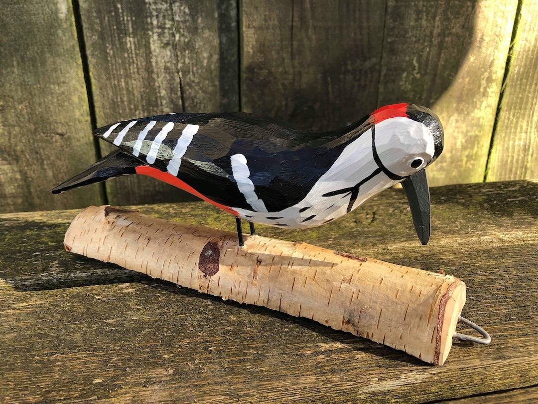 Hand Carved Wooden Woodpecker Bird - Etsy