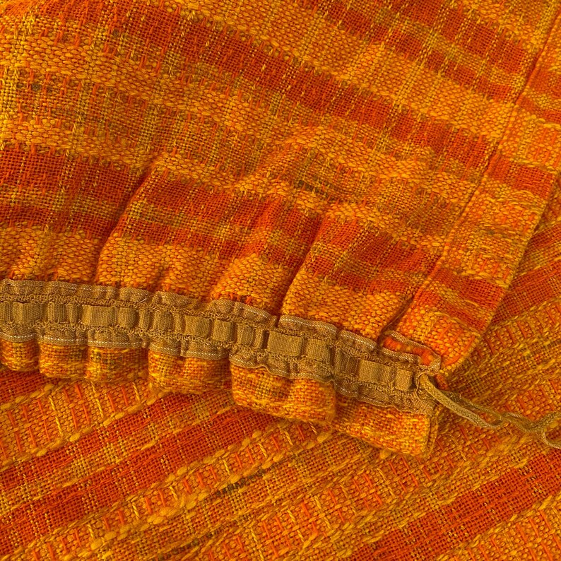Swedish Vintage Curtains Orange Acrylic Wool Woven Curtain Set Summer ...