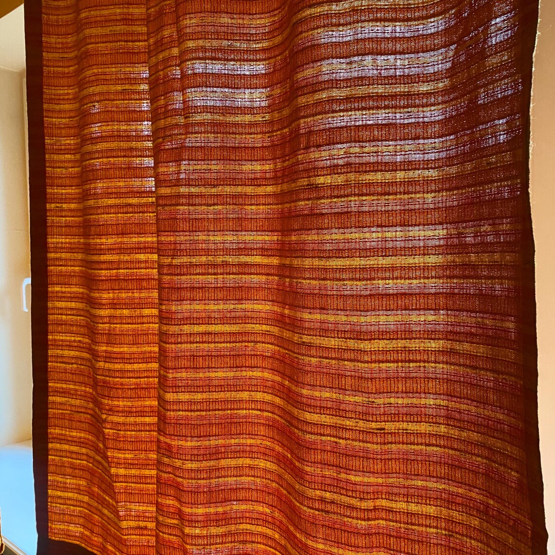 Swedish Vintage Curtains Orange Acrylic Wool Woven Curtain Set Summer ...
