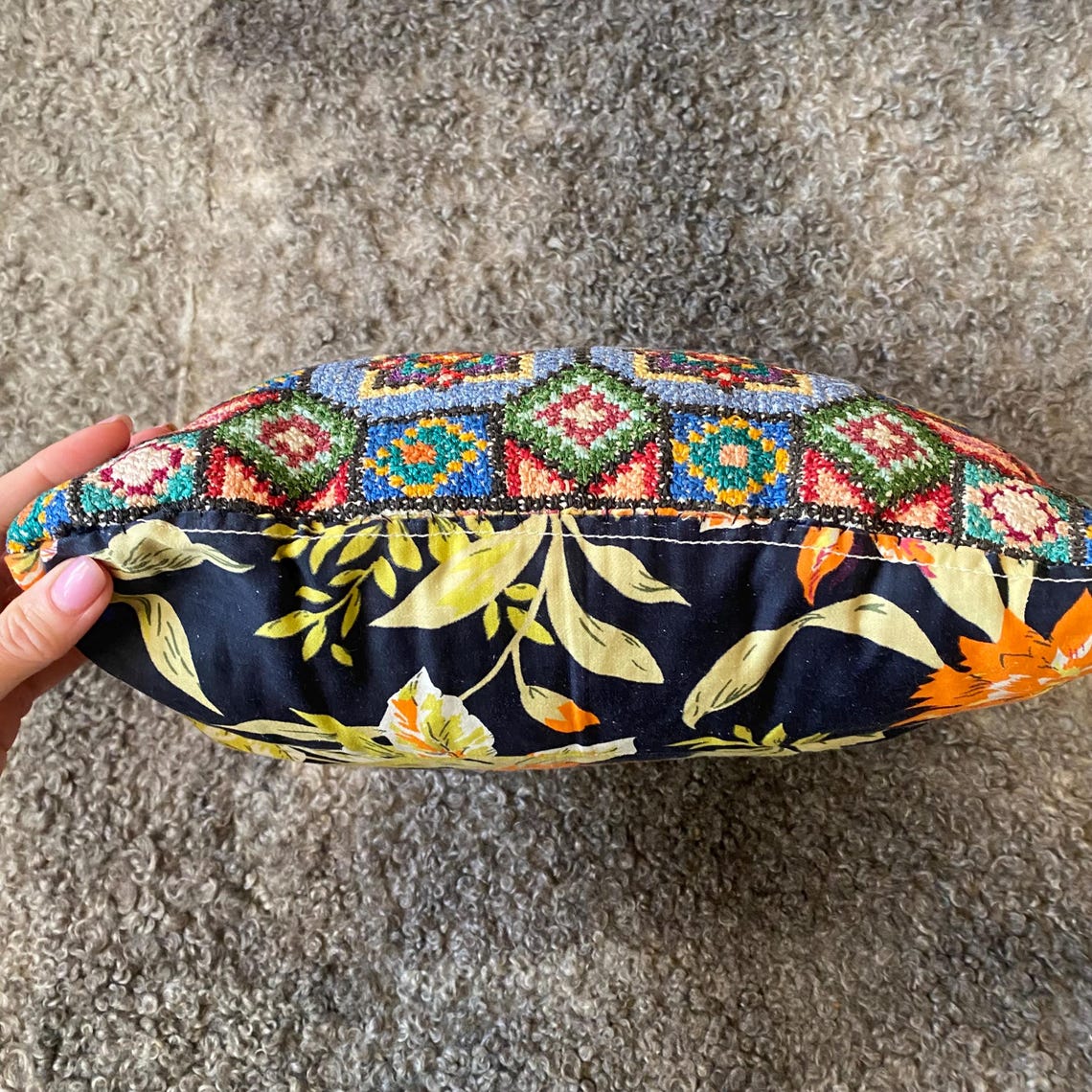 70s Vintage Pillow Handmade Embroidered Pillow Cross Stitched Cotton ...