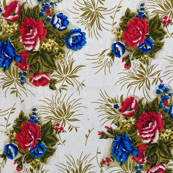 Retro Floral Fabric - Etsy