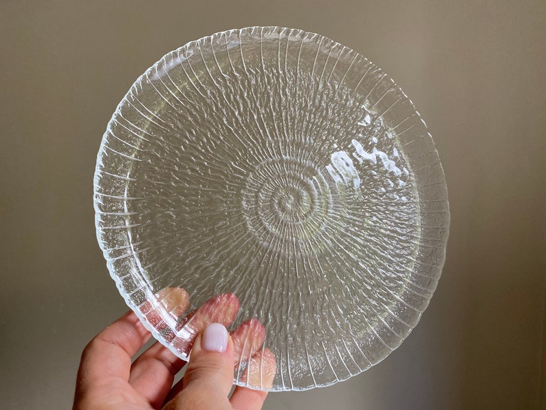 2 Vintage Glass Plates Set of 2 Glassware Retro Round Clear Glass Home ...
