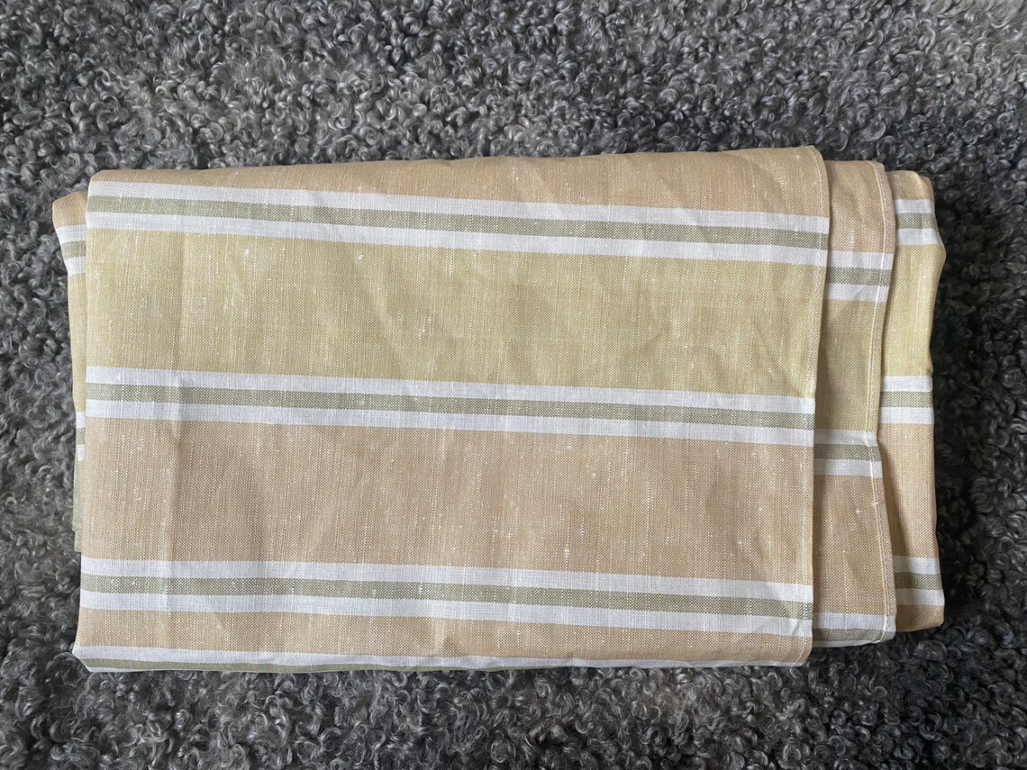 Scandinavian Tablecloth Vintage Linen Tablecloth Striped Natural Beige ...