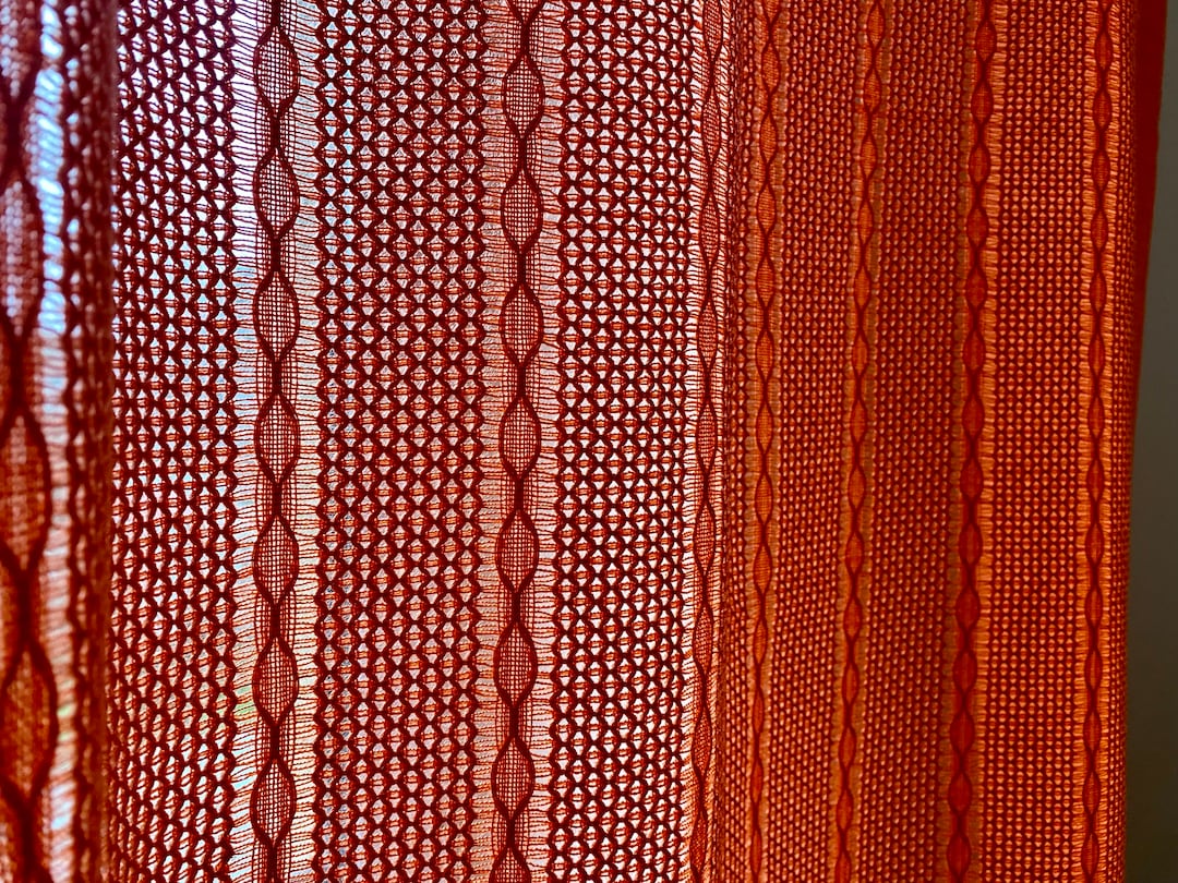 ONE Swedish Vintage Orange Curtain, Scandinavian Curtains Acrylic Wool ...