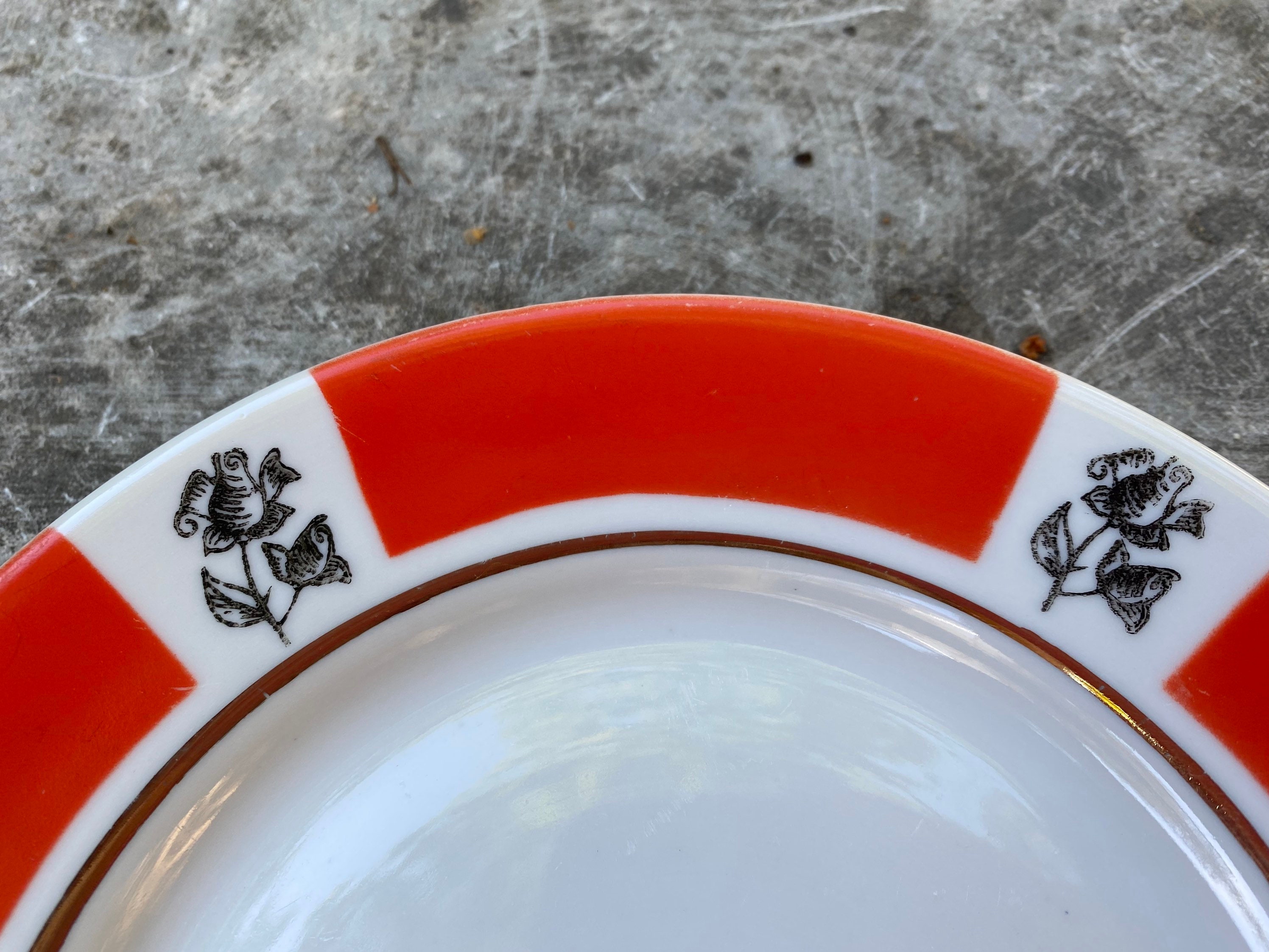 3 Vintage Plate Red Black Roses Golden Decoration Plate, Collectible ...