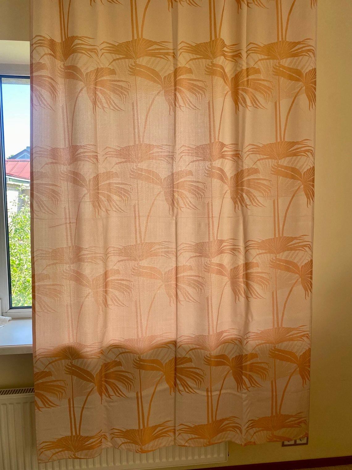 80s Vintage Curtain Scandinavian Retro Curtain Panel, Silky Curtains ...