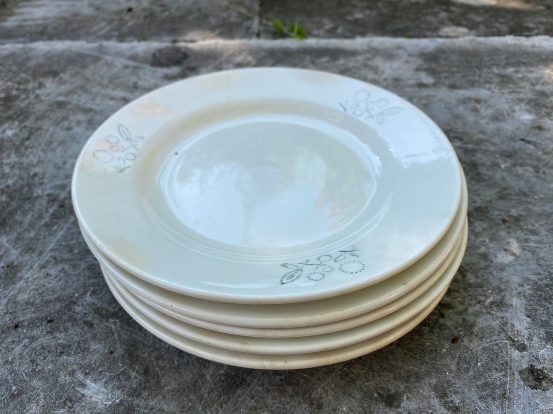 Riga Porcelain Plates Riga Porcelain Factory Green Flowers Dessert Cake ...