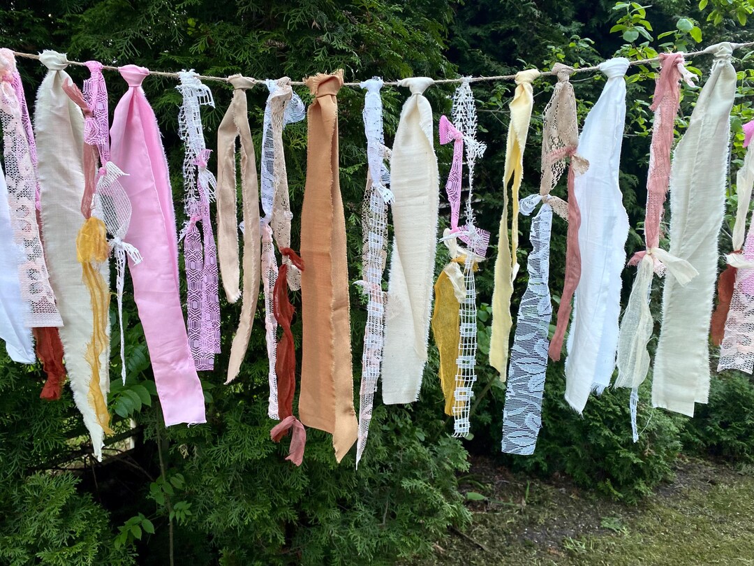 Bohemian Wedding Tassel Garland Shabby Chic Cotton Fabric Bunting Lace ...