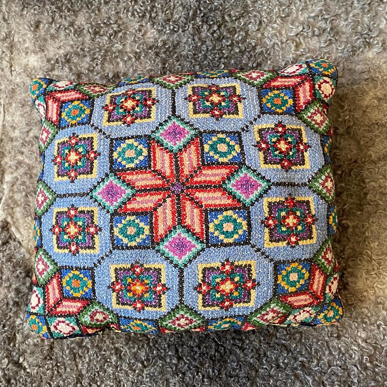 70s Vintage Pillow Handmade Embroidered Pillow Cross Stitched Cotton ...