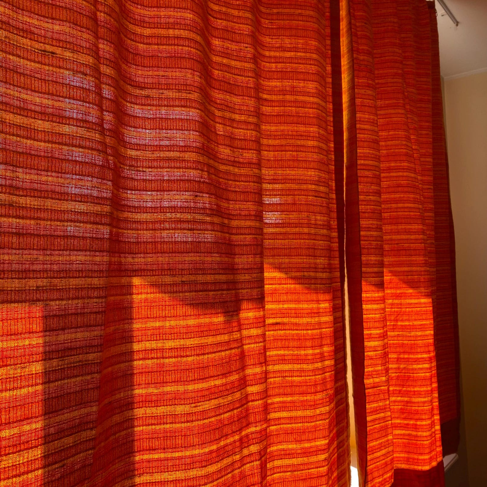 Swedish Vintage Curtains Orange Acrylic Wool Woven Curtain Set Summer ...