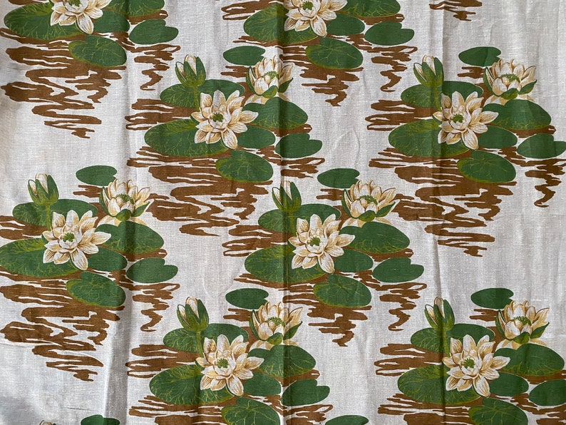 Pair Scandinavian Vintage Linen Curtains Green Floral Curtain Panel Set ...