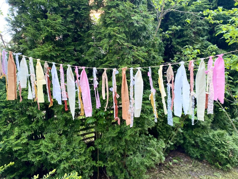 Bohemian Wedding Tassel Garland Shabby Chic Cotton Fabric Bunting Lace ...