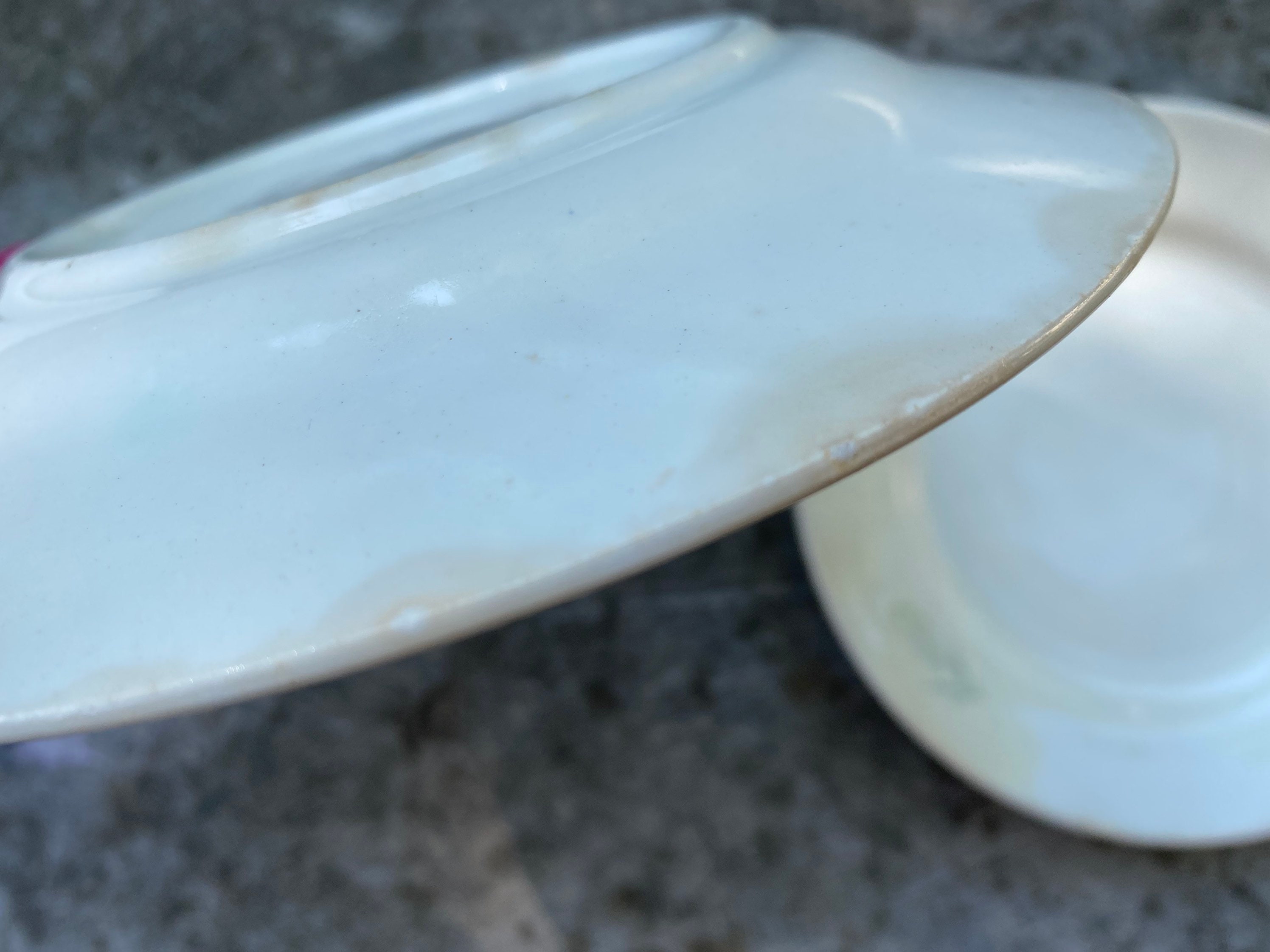 Riga Porcelain Plates Riga Porcelain Factory Green Flowers Dessert Cake ...