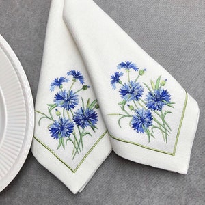 Set of 6 Spring Easter Embroidered Napkins, Easter Linen Dinner Napkins ...