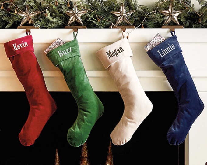 Christmas Traditional Red Personalized Velvet Stockings, Customized ...