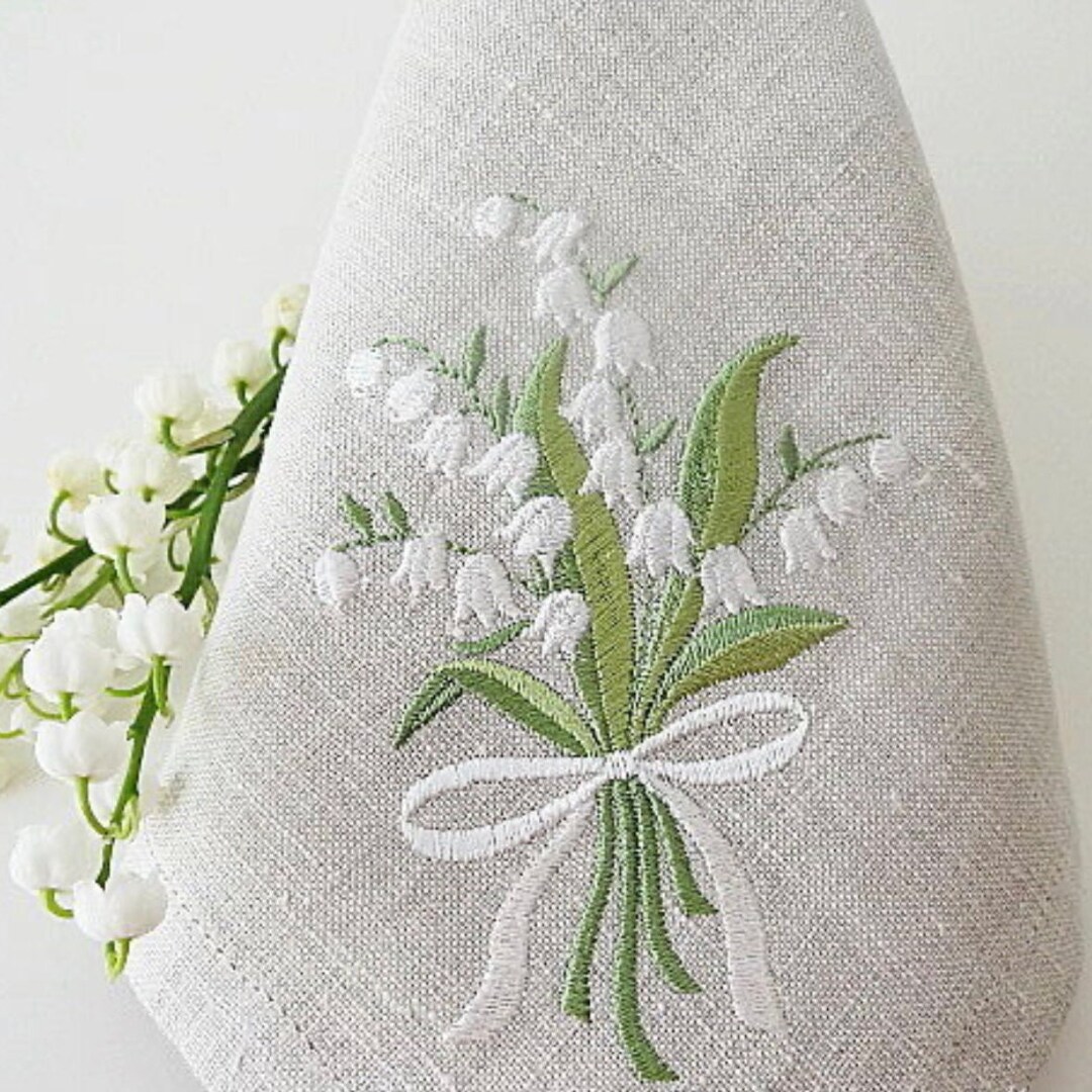 Set of 6 Beige Spring Easter Embroidered Napkins, Easter Linen Dinner ...