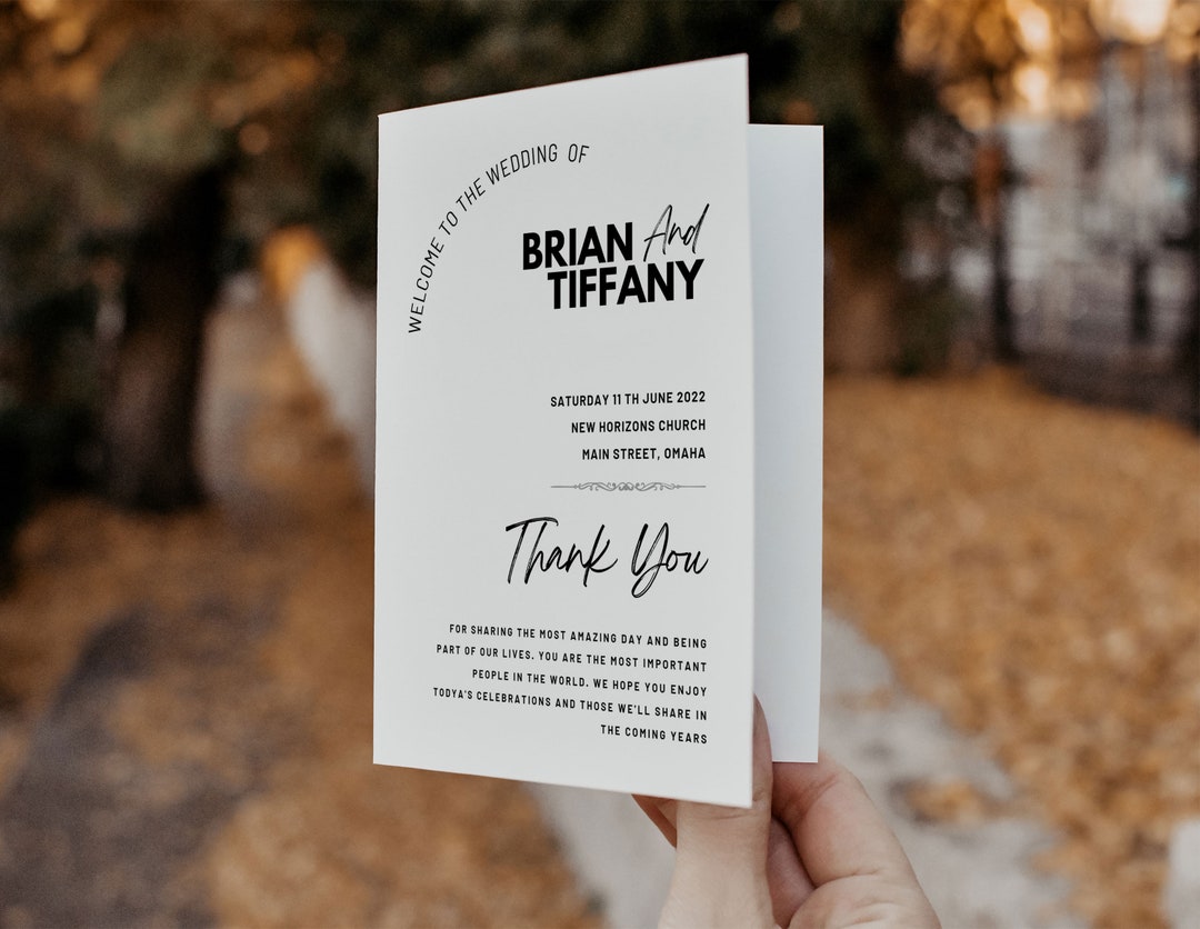 Minimalist Wedding Program Template ,modern Elegant Design, Simple ...