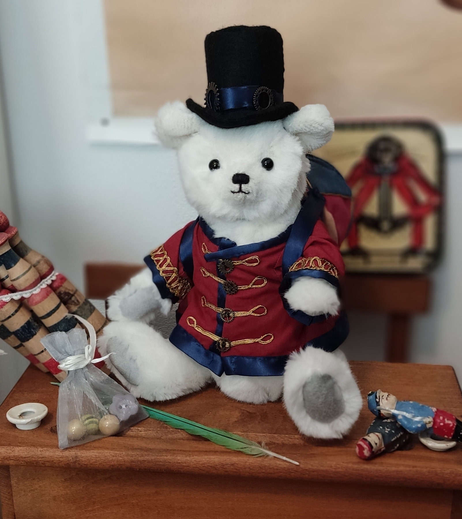 Léo and His Drum, Handmade Bear Unique Model - Etsy