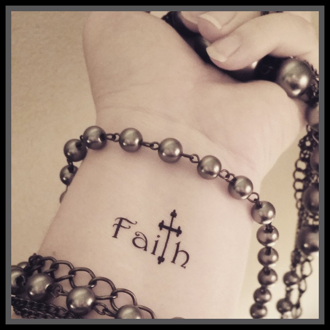 Faith Cross Temporary Tattoo Religious Tattoo Fake Tattoo Word Tattoo ...