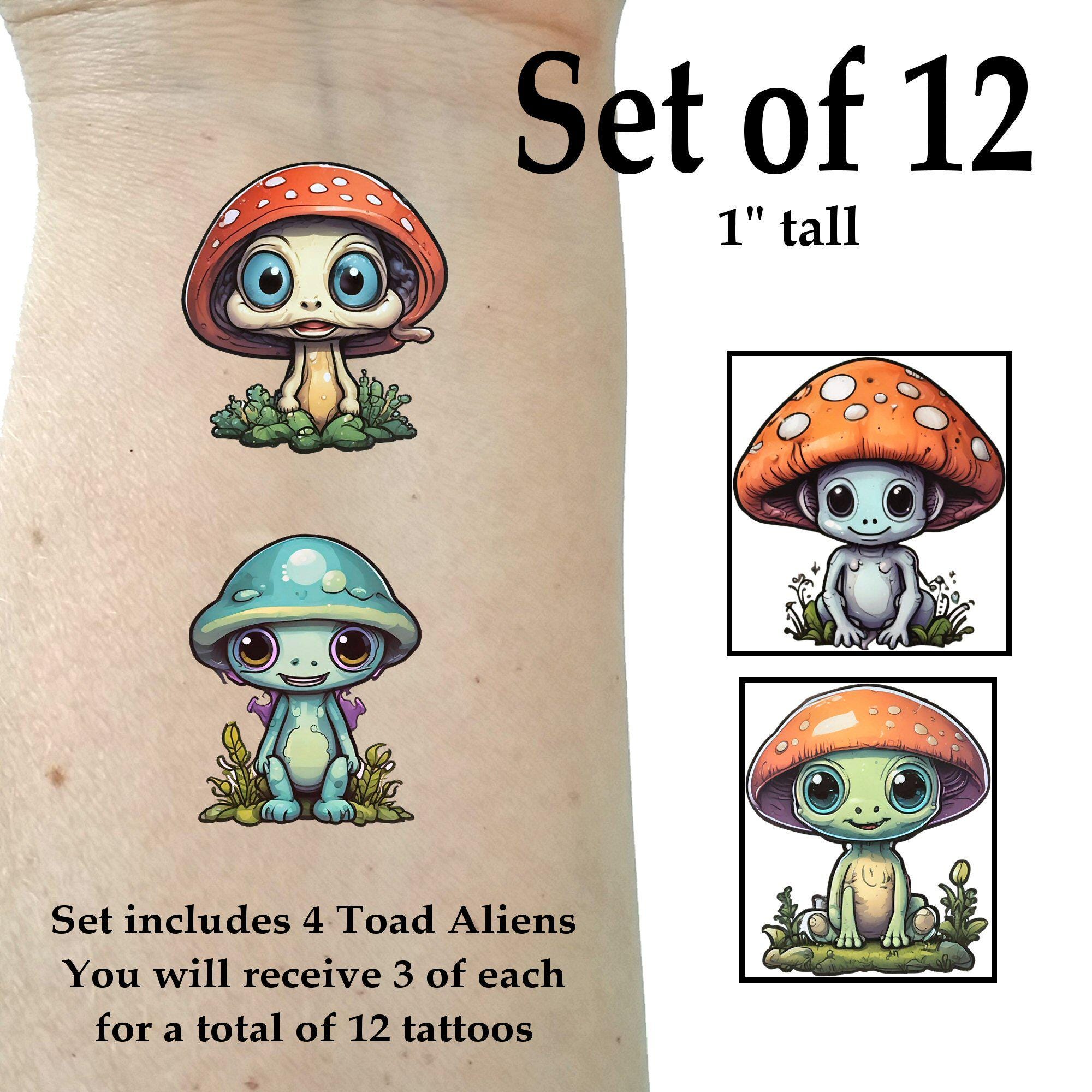 Cute Toad Alien Temporary Tattoos Birthday Gift Party Favors Friend ...