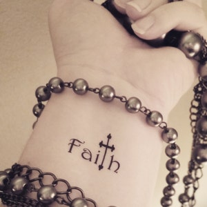 Faith Cross Temporary Tattoo Religious Tattoo Fake Tattoo Word Tattoo ...