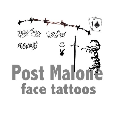Post Malone Temporary Tattoos Complete Set Post Malone Face - Etsy