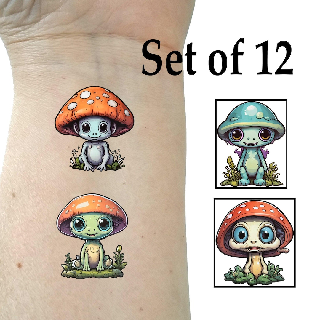Cute Toad Alien Temporary Tattoos Birthday Gift Party Favors Friend ...