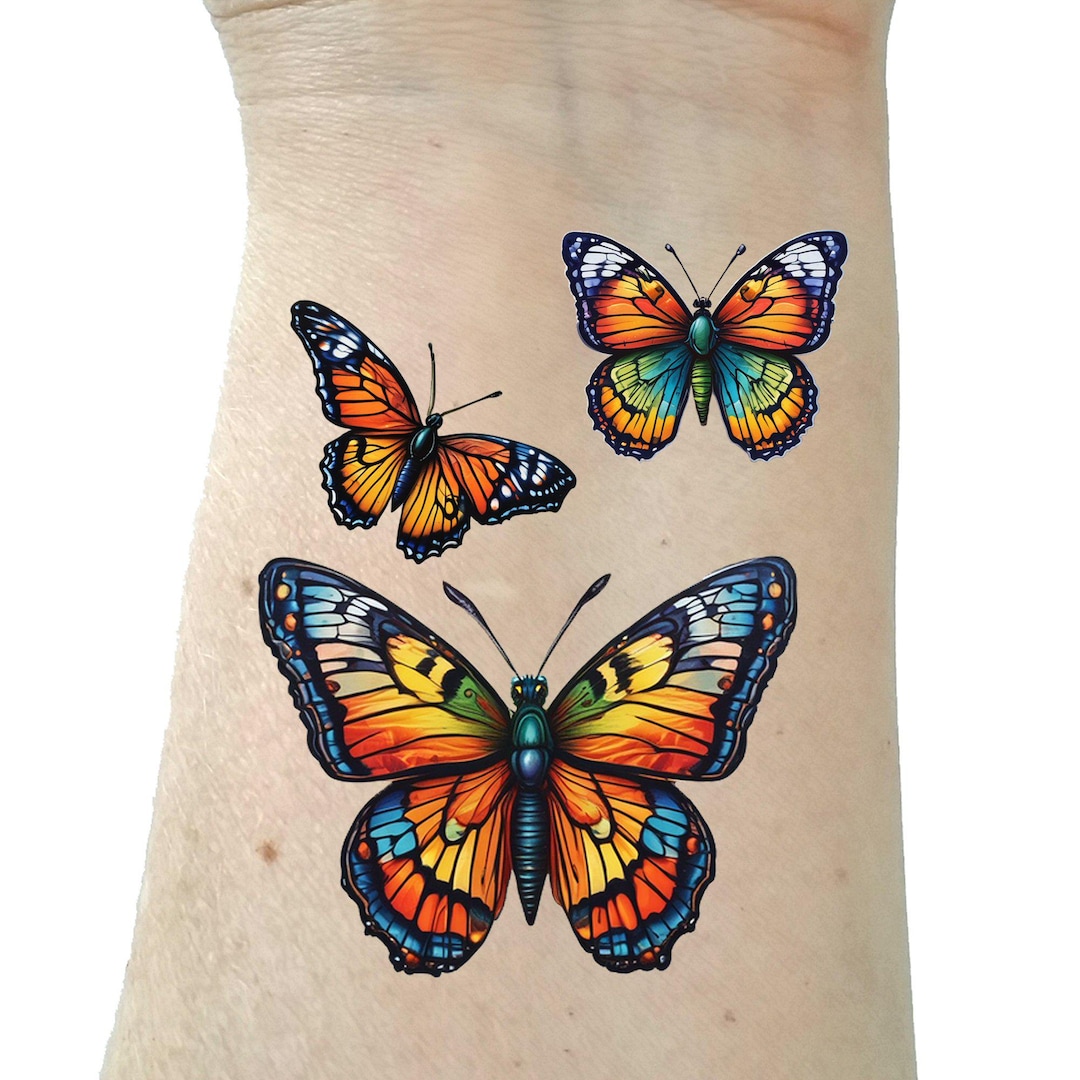 Butterfly Temporary Tattoos Set of Six Birthday Gift Party Favors ...