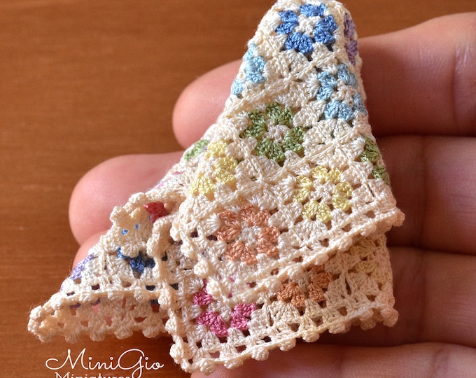 Miniature Crochet Tiny Blanket in Pastel Rainbow Colors - Etsy