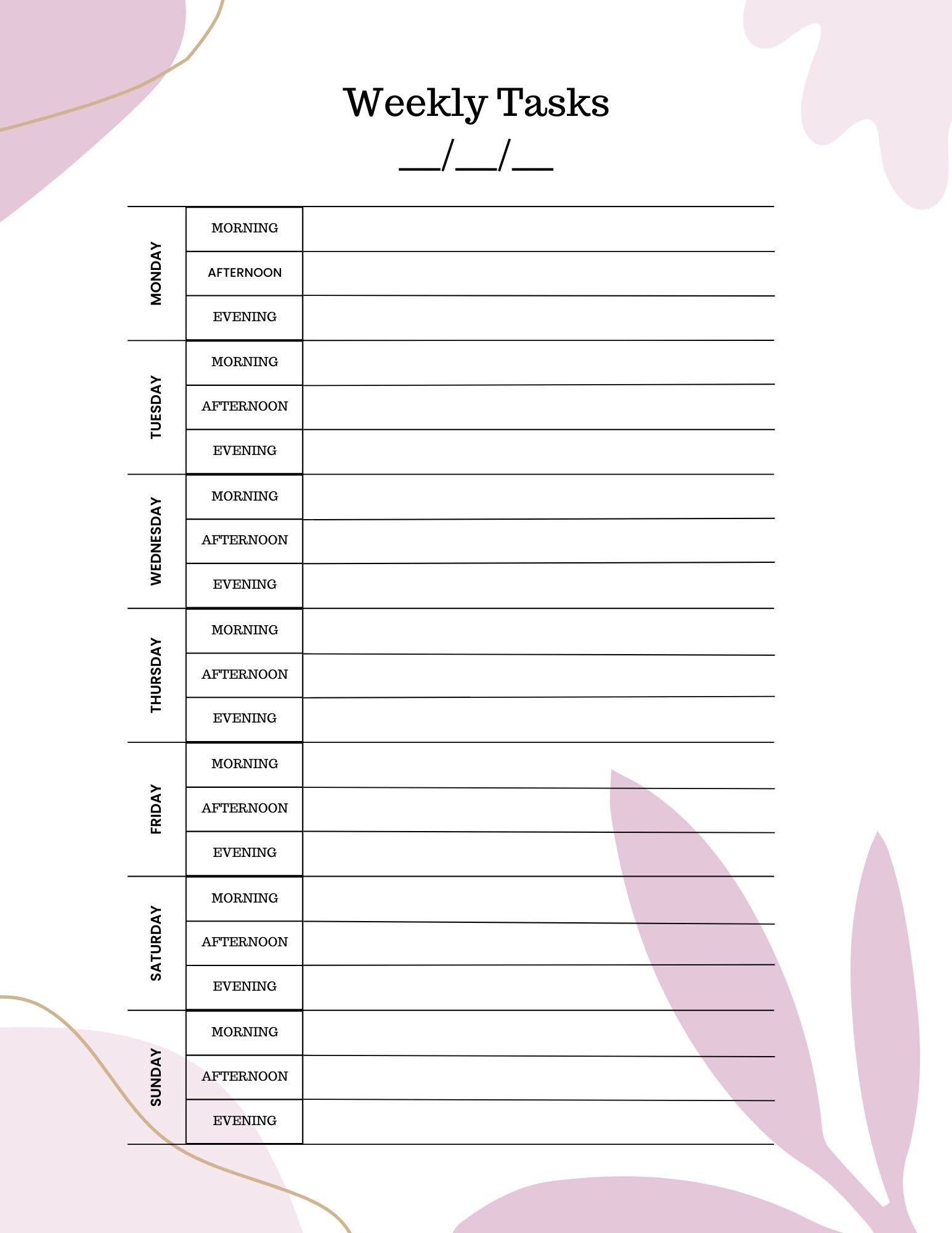 Printable Weekly Time-blocking Planner, Reusable Downloadable Planner ...