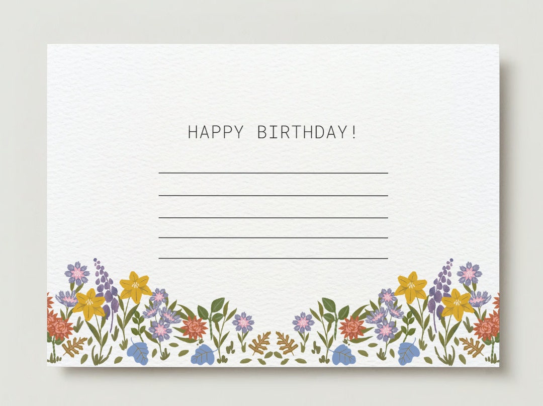 Lined Birthday Greeting Card, Instant Download, Printable Png - Etsy
