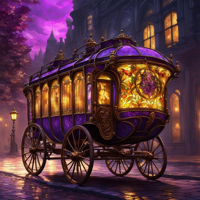 Digital Download English STEAMPUNK Victorian Stained Glass Carriage ...