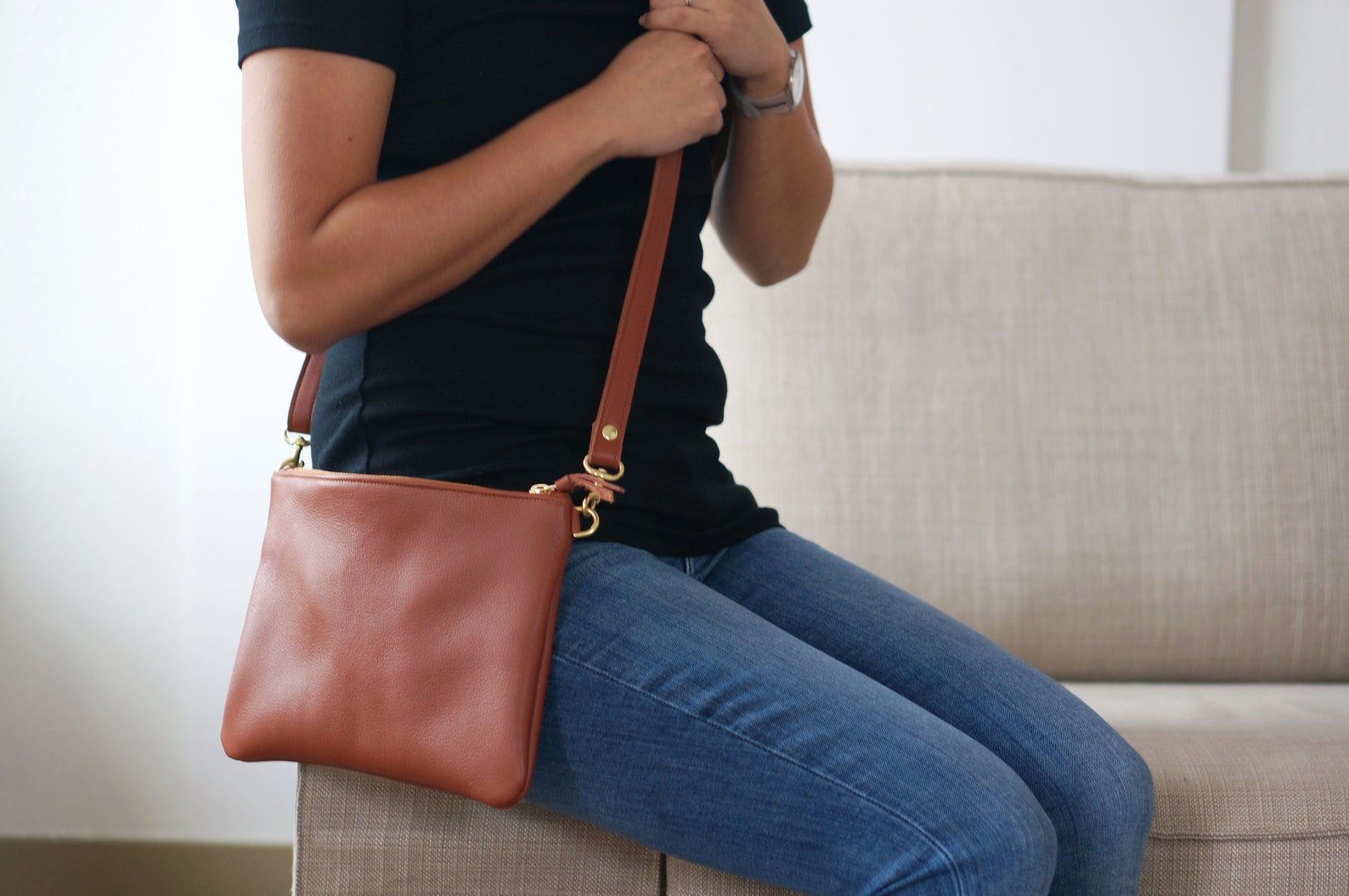 Black Leather Crossbody / Soft Leather Purse / Pouch / Leather | Etsy