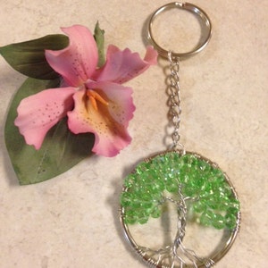 Green Crystal Tree of Life Key Chain,bonsai Wire Key Chain,green ...