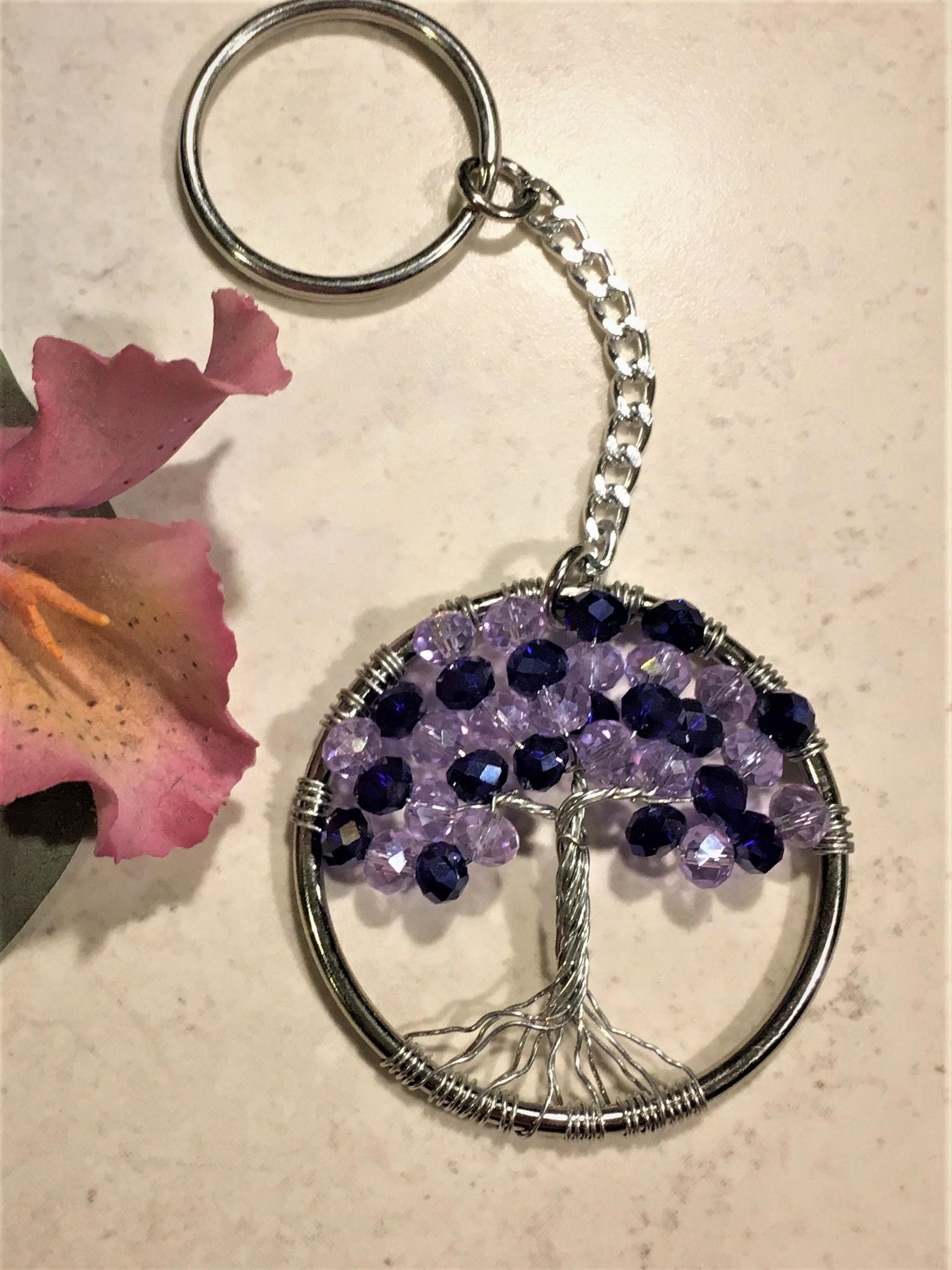 Crystal Tree Of Life Key ChainAmethyst Crystal Key ChainCar | Etsy