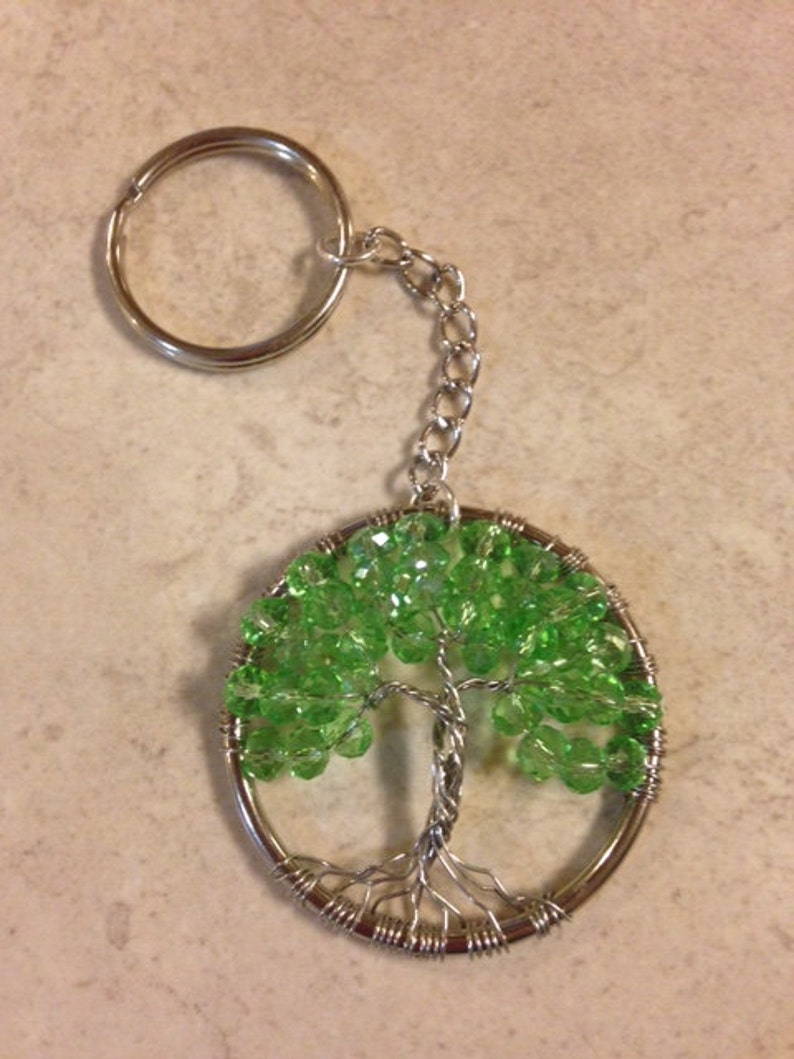 Green Crystal Tree of Life Key Chainbonsai Wire Key - Etsy