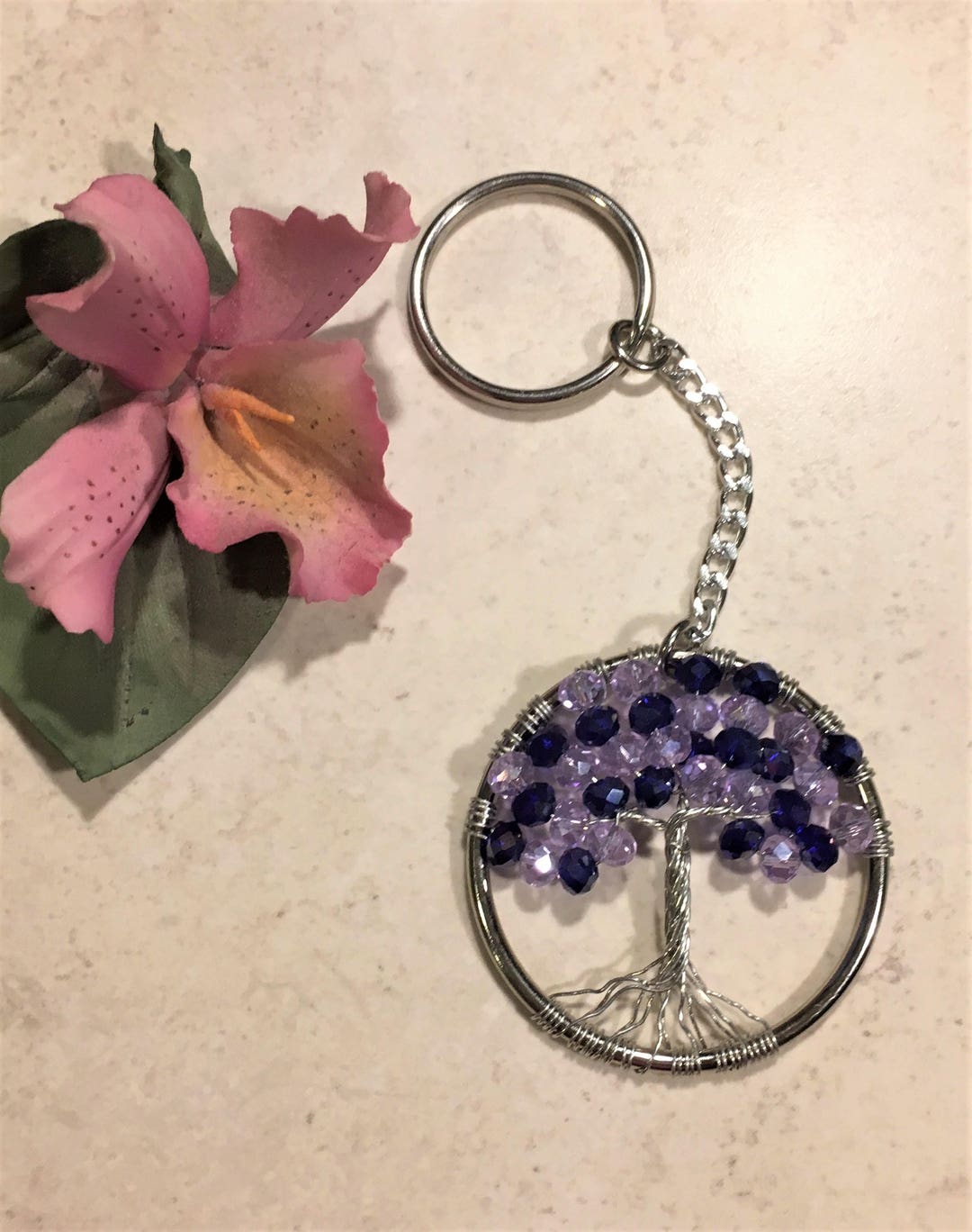Crystal Tree of Life Key Chain,amethyst Crystal Key Chain,car ...