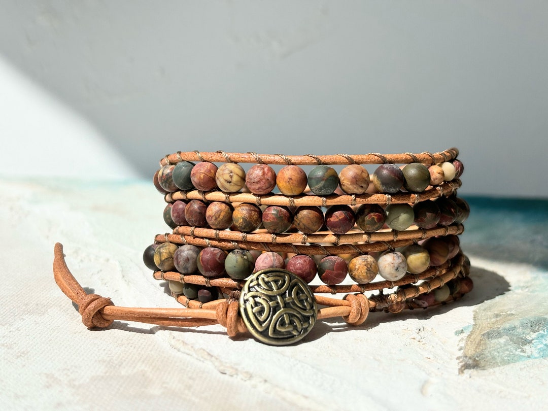 Picasso Jasper. A 4-spiral Beaded Chan Luu Bracelet Made of Natural Stones. Gemstones - Etsy