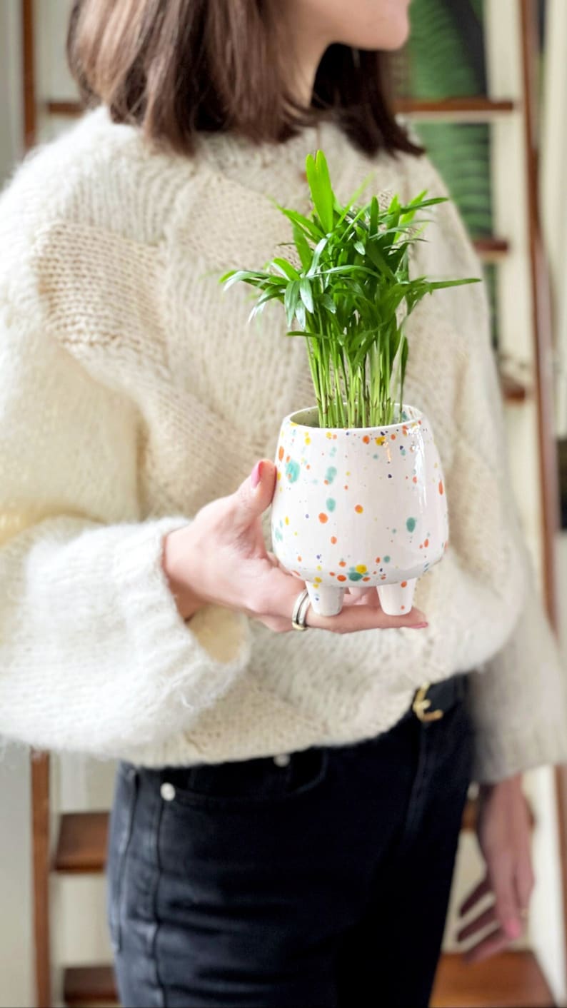 Terrazzo Pattern Colorful Handmade Small Ceramic Indoor Pot Planter ...