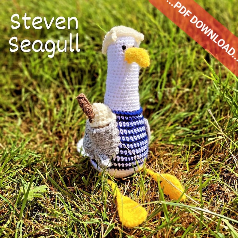 Seagull Crochet Pattern British Summertime Seaside Beach Ice Cream ...