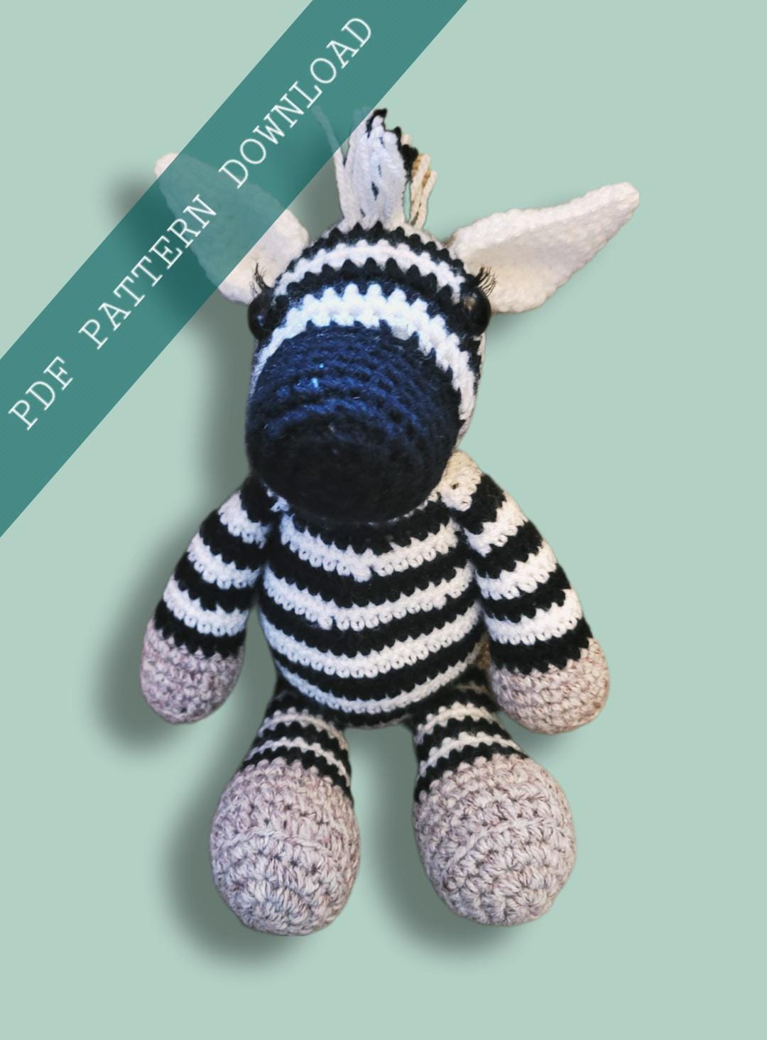 Zebra Crochet Pattern Stripes Black and White Soft Toy Cuddly Zebra ...