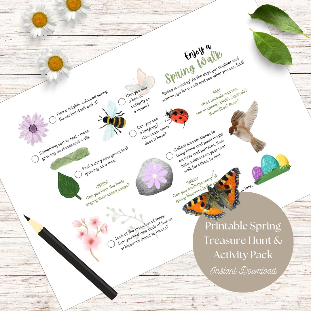 Printable Spring Treasure Hunt Nature Scavenger Hunts Forest School ...