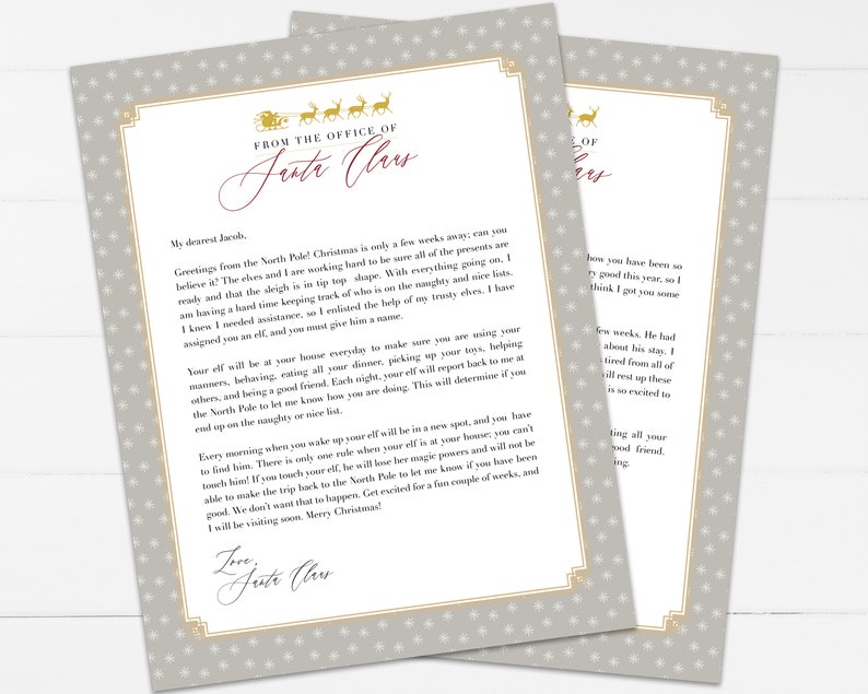 Editable Official Elf Letter Pack for Christmas From Santa, Includes ...